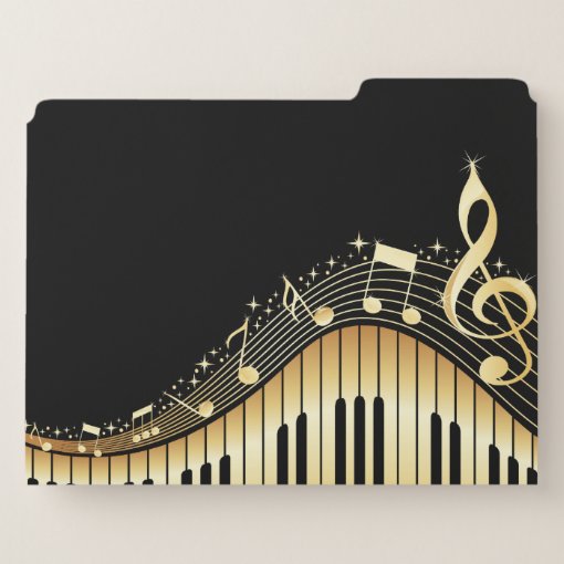 Modern Black And Gold Music Notes Design File Folder | Zazzle