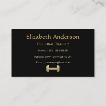 Modern Black and Gold Personal Trainer Business Card | Zazzle