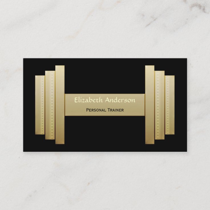 Modern Black and Gold Personal Trainer Business Card | Zazzle