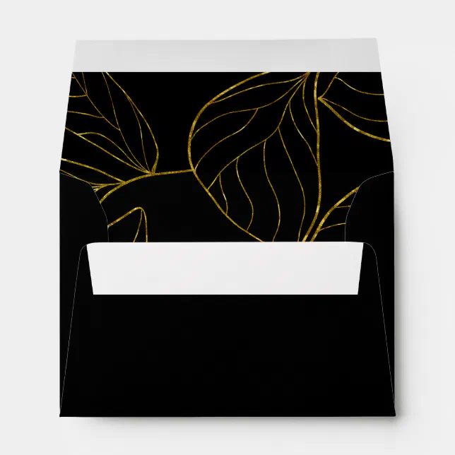 Modern Black and Gold Return Address Envelope | Zazzle