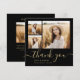 Modern Black and Gold Script 4 Photo Graduation Thank You Card | Zazzle