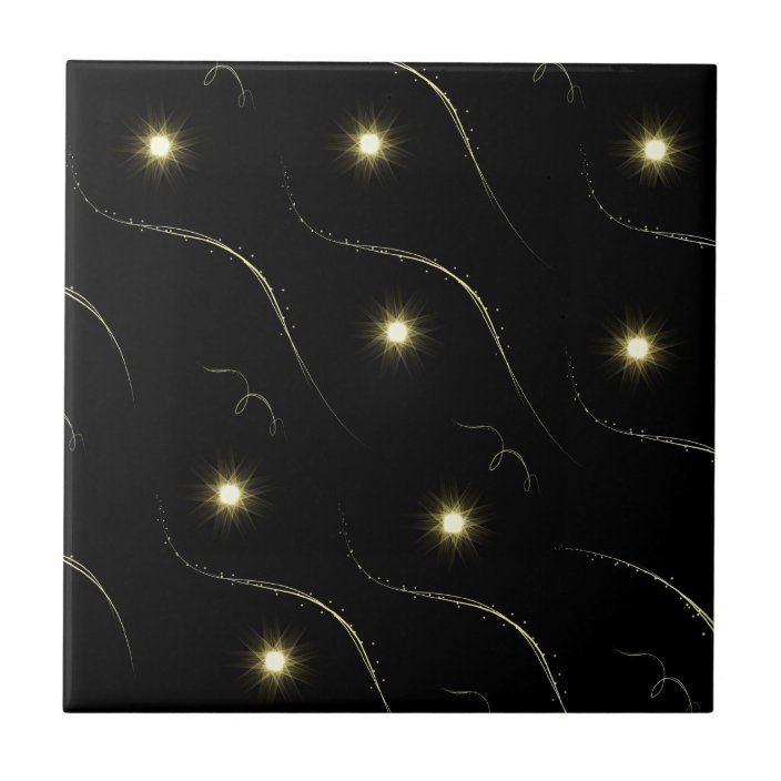 Modern Black And Gold Shooting Stars Ceramic Tile | Zazzle.com