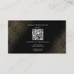 Modern Black and Gold Stone Qr and Logo Business Card | Zazzle
