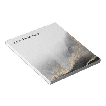 Modern Black and Gold Watercolor Notepad | Zazzle