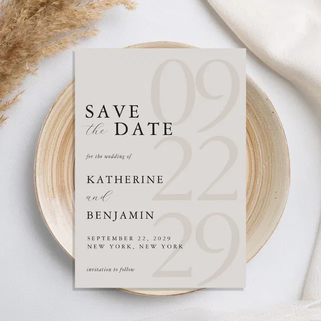 Modern Black and Ivory Minimalist Wedding Save The Date | Zazzle