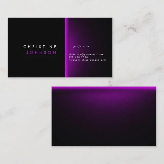 modern black and neon purple design business card | Zazzle