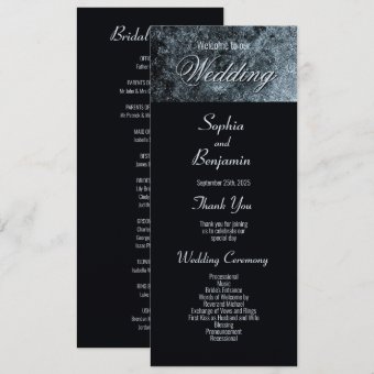 Modern Black and Silver Wedding Program | Zazzle