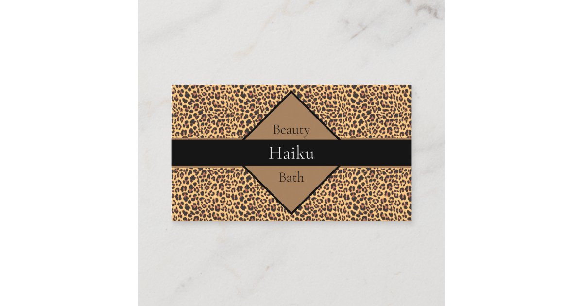 Modern Black and Tan Leopard Print Business Card | Zazzle