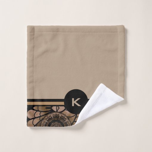 Modern Black and Tan Pattern Bath Towel Set | Zazzle