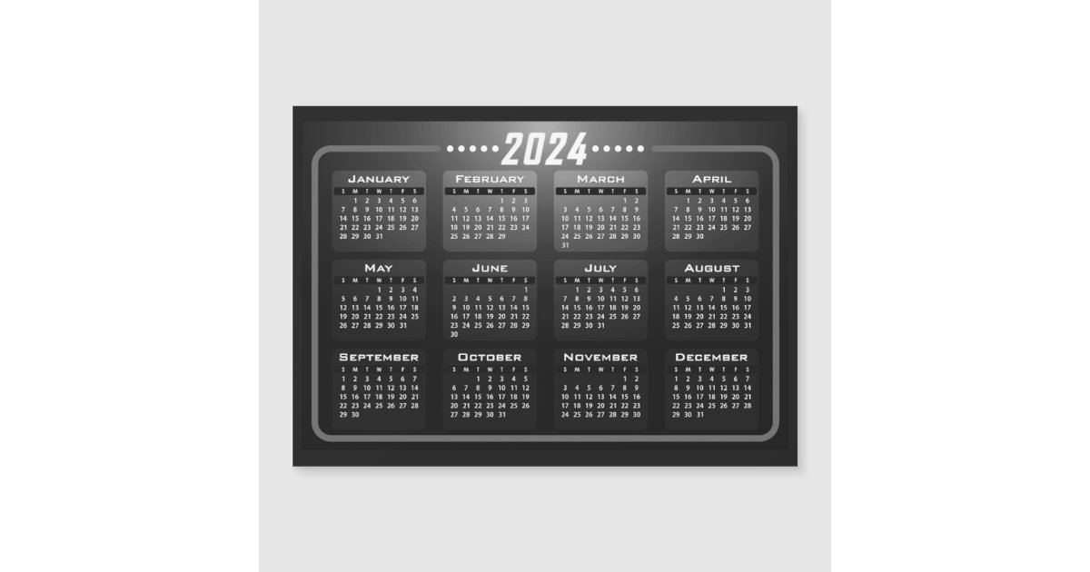 Modern Black and White 2024 Calendar Magnet | Zazzle