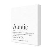 Modern Black and White Aunt Auntie Definition Canvas Print | Zazzle