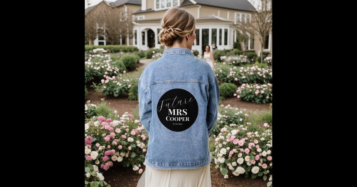 Modern Black and White Calligraphy Bride Denim Jacket | Zazzle
