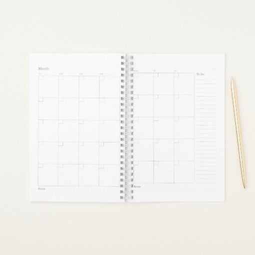 Modern Black and White Checkered Pattern Monogram Planner | Zazzle