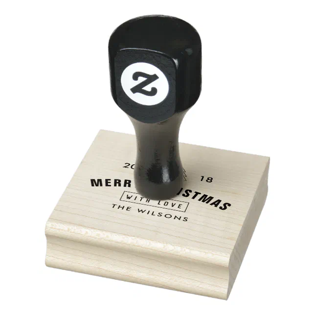 Modern Black and White Christmas Logo Gift Rubber Stamp | Zazzle