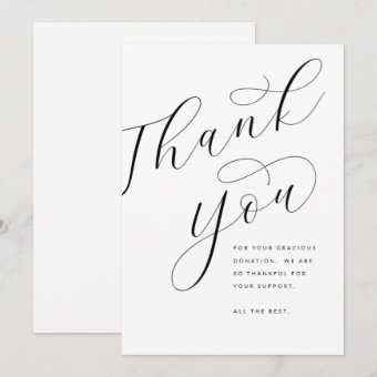 Modern Black and White Classic Calligraphy Thank You Card | Zazzle