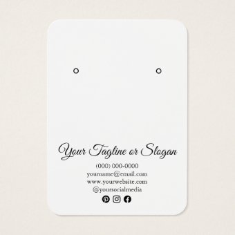 Modern black and white custom earring display card | Zazzle