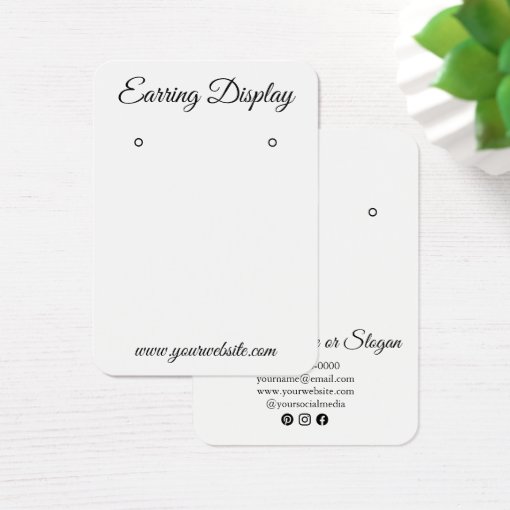 Modern black and white custom earring display card | Zazzle
