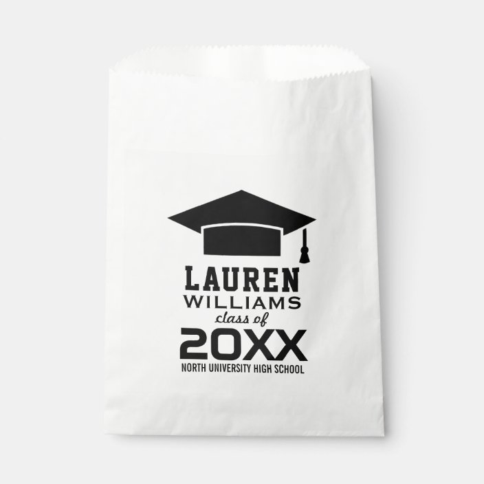 Modern Black and White Custom Graduation Party Favor Bag | Zazzle.com
