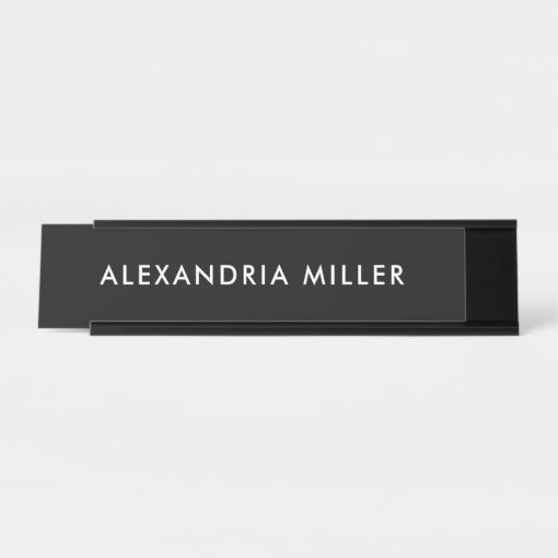 Modern Black and White Desk Name Plate | Zazzle