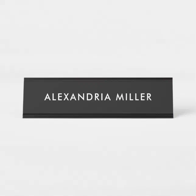 Modern Black and White Desk Name Plate | Zazzle