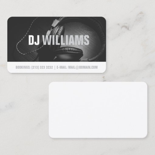 Modern Black and White DJ DeeJay Musician Business Card | Zazzle