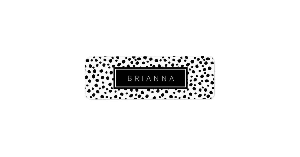 Modern Black and White Dot Background Name Sticker | Zazzle