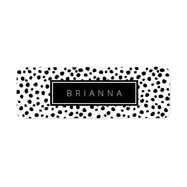 Modern Black and White Dot Background Name Sticker | Zazzle