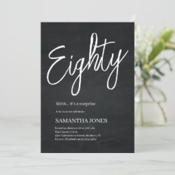 Modern Black and White Eighty 80th Birthday Party Invitation | Zazzle