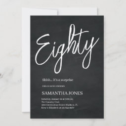 Modern Black and White Eighty 80th Birthday Party Invitation | Zazzle