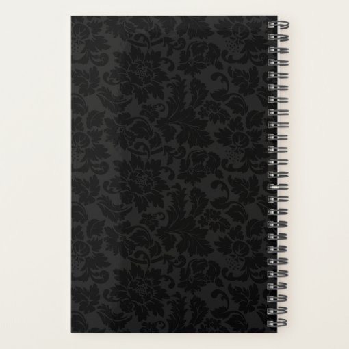 Modern Black And White Floral Damask Planner | Zazzle