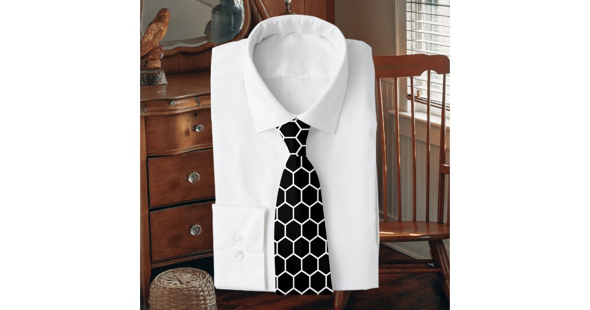 Modern Black and White Geometric Neck Tie | Zazzle