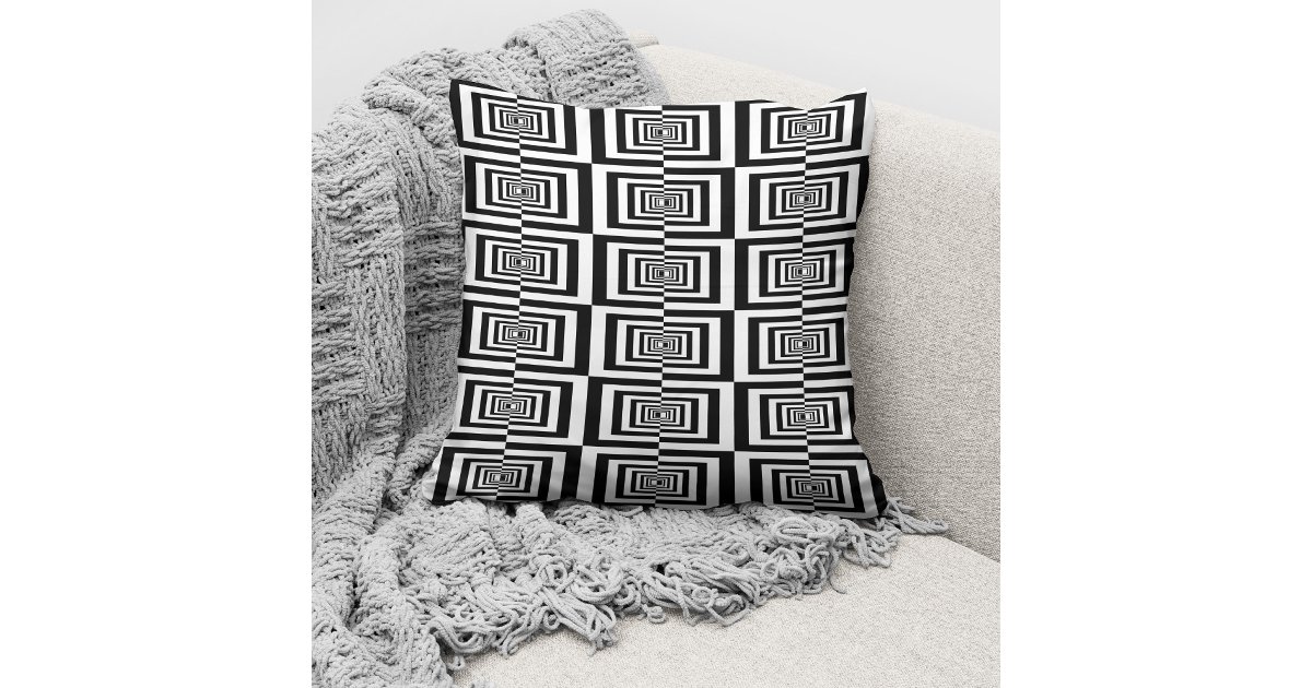 Modern Black And White Geometric Pattern Throw Pillow | Zazzle