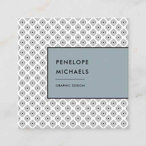 Modern Black and White Geometric Square Business Card | Zazzle