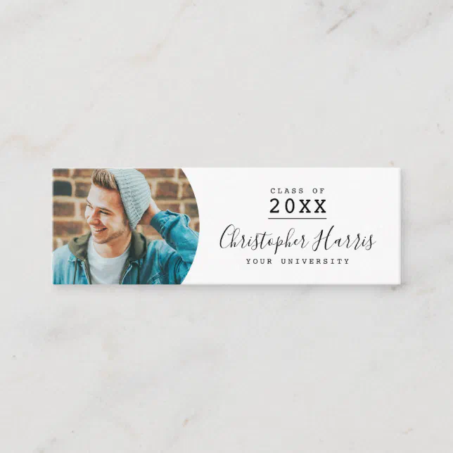 Modern black and white graduation photo class of c calling card | Zazzle