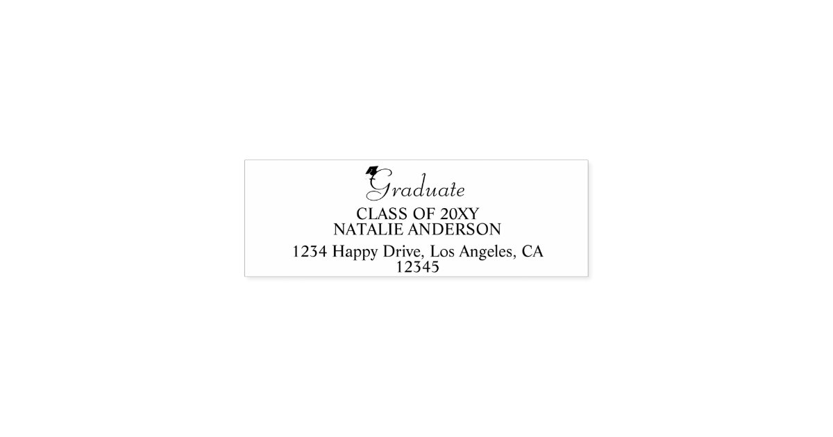 Modern Black and White Graduation Return Address Self-inking Stamp | Zazzle