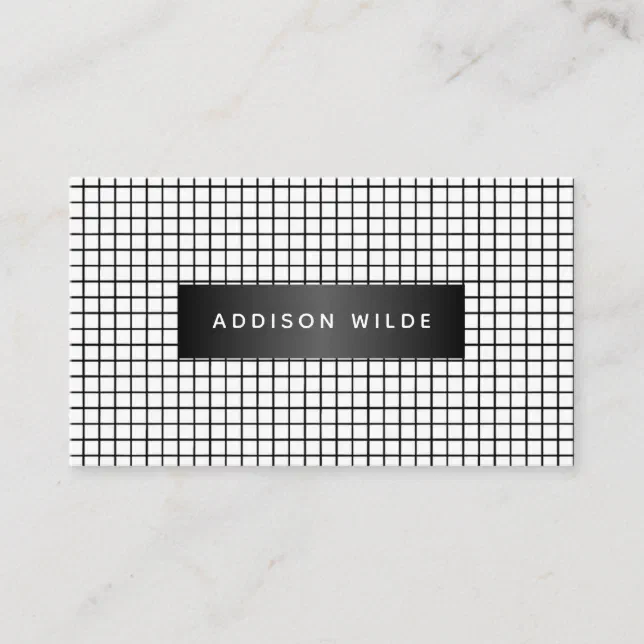 Modern Black And White Grid Pattern Business Card | Zazzle