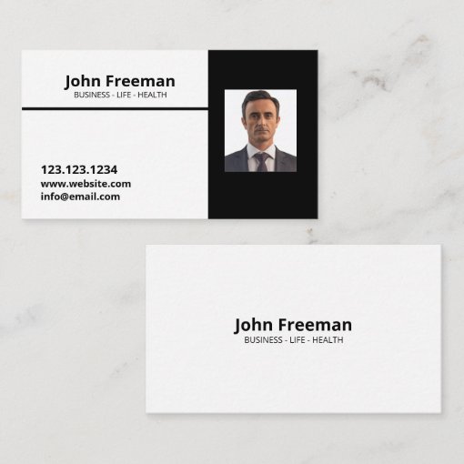 Modern Black and White Insurance Agent Business Card | Zazzle