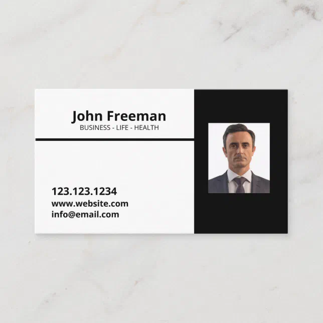 Modern Black and White Insurance Agent Business Card | Zazzle