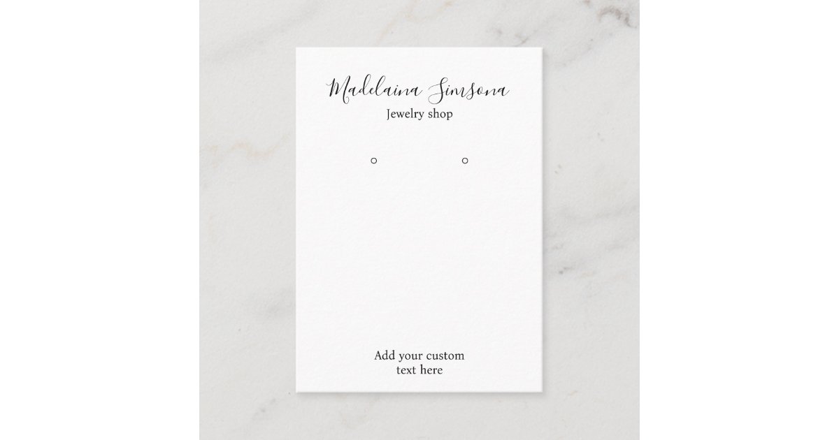 Modern black and white jewelry earring display business card | Zazzle
