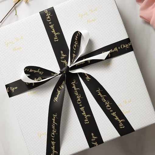 Modern Black and White Lines Custom Faux Gold Text Wrapping Paper | Zazzle