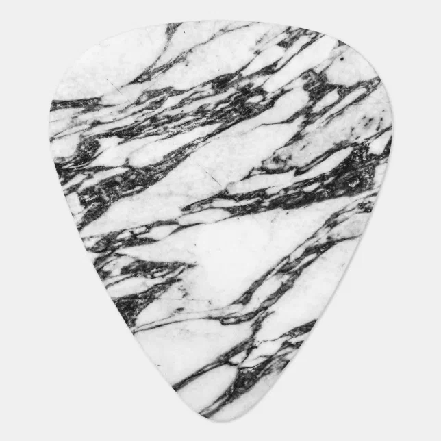 Modern Black and White Marble Stone Guitar Pick | Zazzle