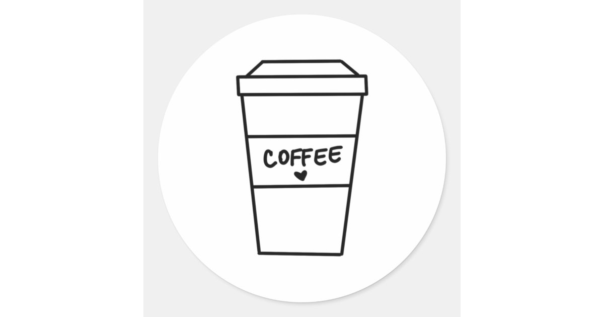 Modern Black and White Minimalist Cute Coffee Classic Round Sticker ...