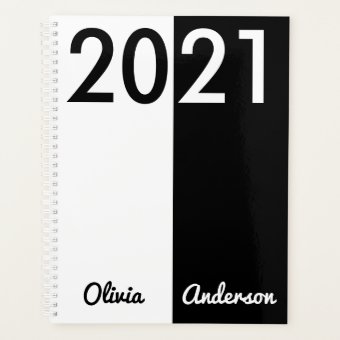 Modern Black and White Minimalist Design Planner | Zazzle
