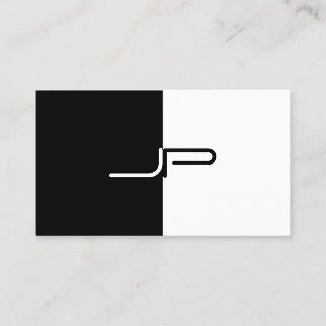 Modern Black And White Monogrammed Chic Initial Business Card | Zazzle