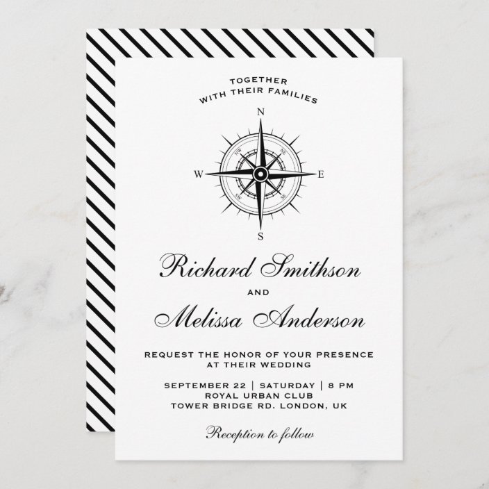 Modern Black and White Nautical Compass Wedding Invitation | Zazzle.com Modern Black and White Nautical Compass Wedding Invitation | Zazzle.com