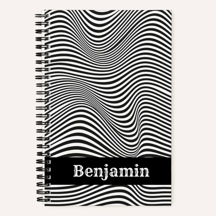 Modern Black And White Op Art Notebook | Zazzle