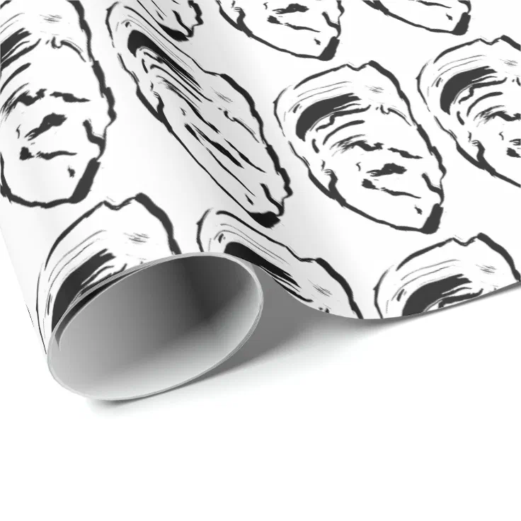Modern Black and White Oyster Wrapping Paper | Zazzle