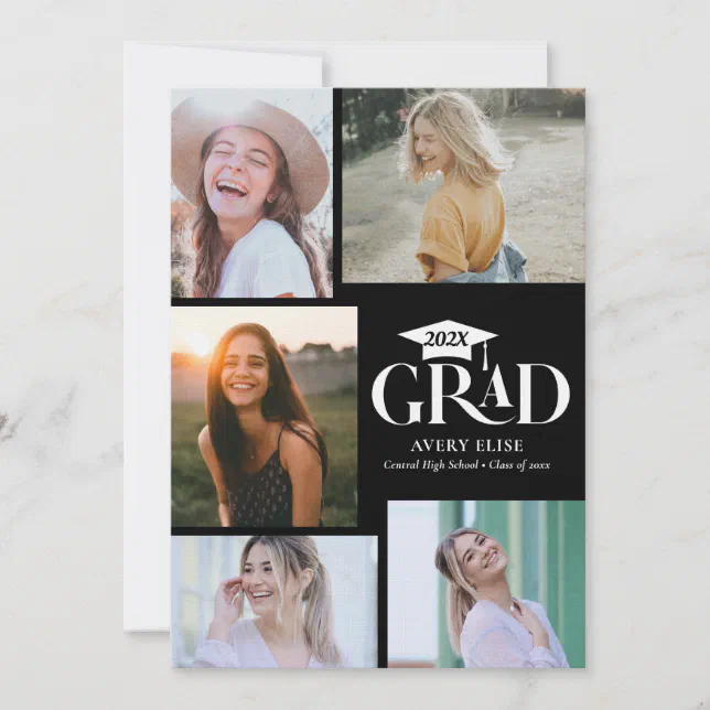 Modern Black and White Photo Collage Invitation | Zazzle
