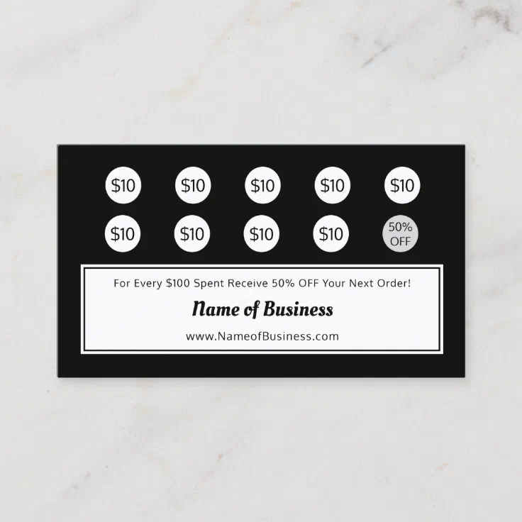 Modern Black and White Plain Loyalty Rewards Card | Zazzle