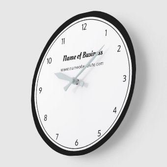 Modern Black and White Plain Simple With Numbers Large Clock | Zazzle